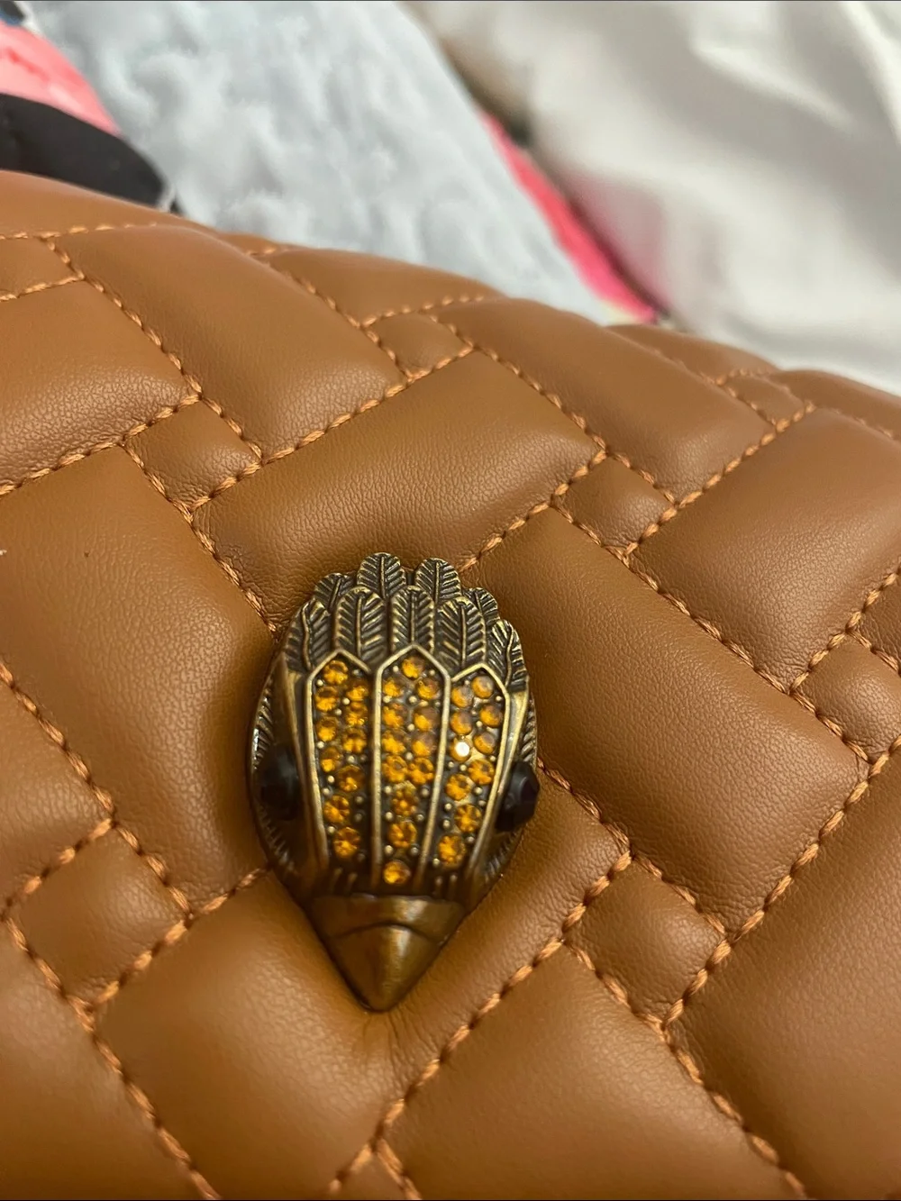 Kurt Geiger | Bags | Kurt Geiger Camel Quilted Leather Shoulder Bag ...